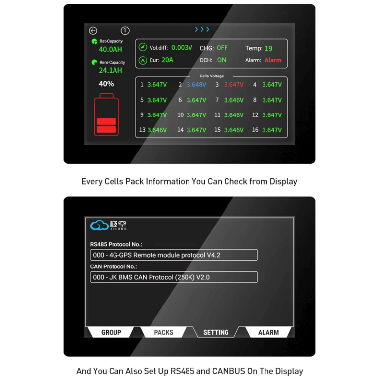 JKBMS V19 Version 7.0 Inch LCD Display Adapter for JIKONG BMS ...